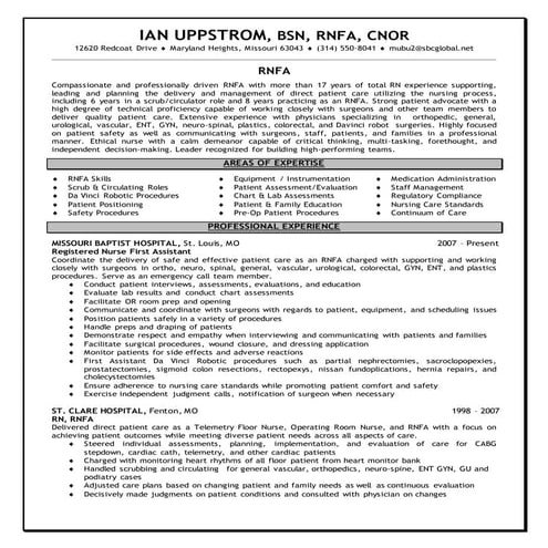 RESUME, IAN UPPSTROM, RNFA | DOCX