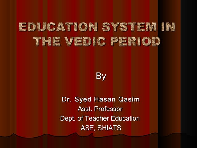 Vedic period of education | PPTX