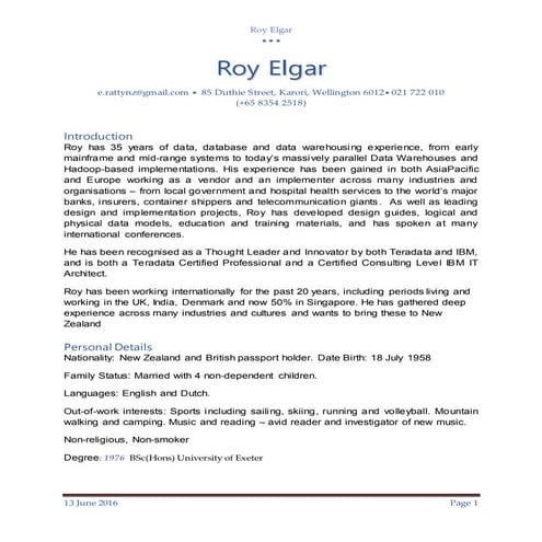 Roy Resume April 2015 | DOCX
