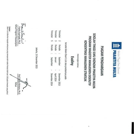 Piagam Penghargaan_Prasetia Mulya | PDF