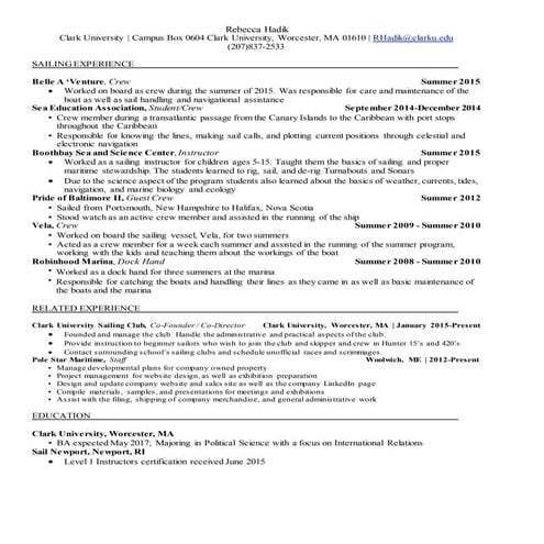 Resume (Sailing) | PDF