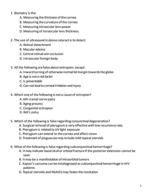 118 ophthalmology Questions & Answers - MCQ | PDF