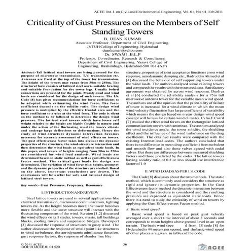 Criticality of Gust Pressures on the Members of Self Standing Towers | PDF