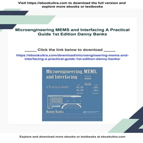 Microengineering MEMS and Interfacing A Practical Guide 1st Edition Danny Banks | PDF