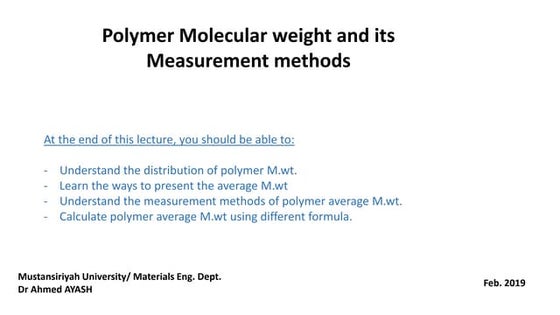 Molecular weight determination of polymers by viscometry | DOCX ...
