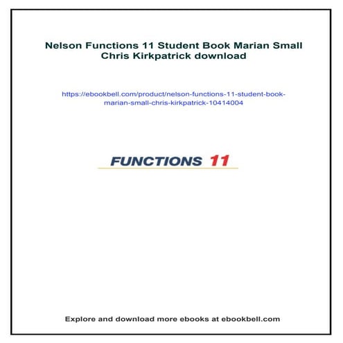 Nelson Functions 11 Student Book Marian Small Chris Kirkpatrick | PDF