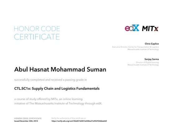 Supply Chain Fundamentals MIT Cert | PPT