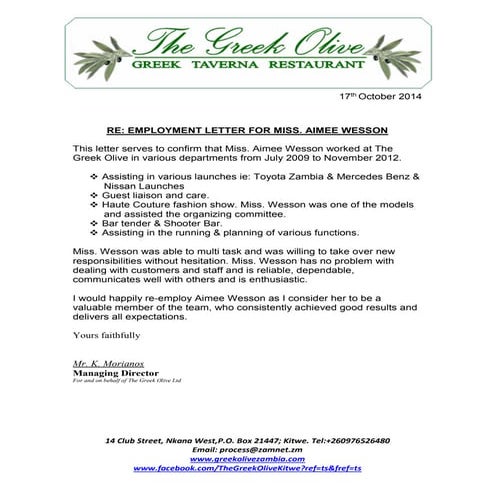 Greek Club reference letter | PDF
