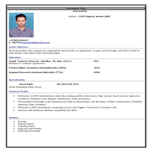 arpit's resume | PDF