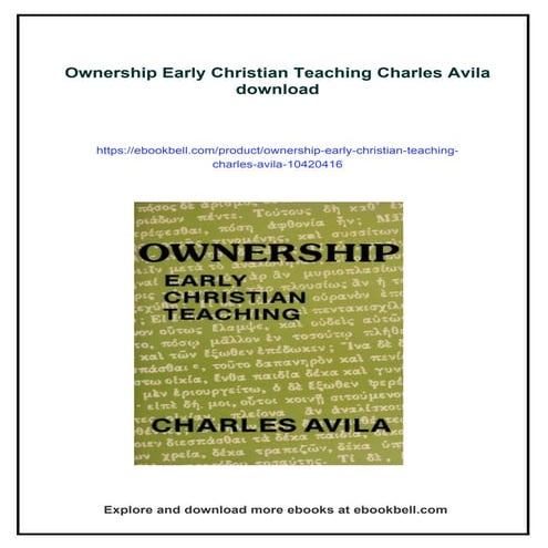 Ownership Early Christian Teaching Charles Avila | PDF