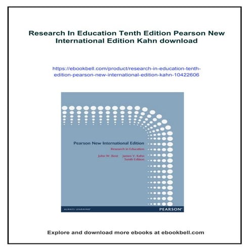 Research In Education Tenth Edition Pearson New International Edition ...