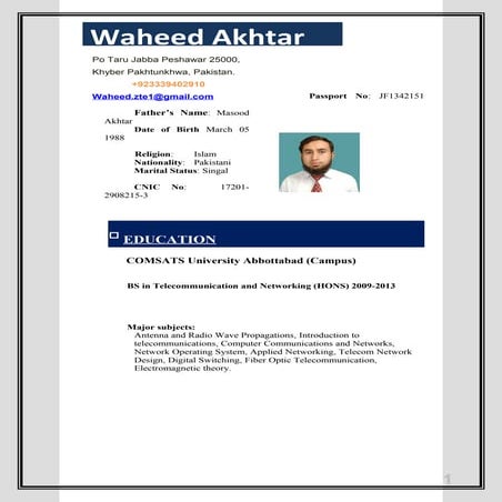 waheed-akhtar-Resume LTE+3G | PDF