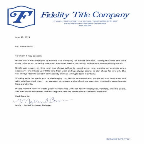 2. Fidelity Title Letter of Rec | PDF