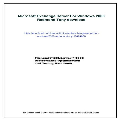 Microsoft Exchange Server For Windows 2000 Redmond Tony | PDF