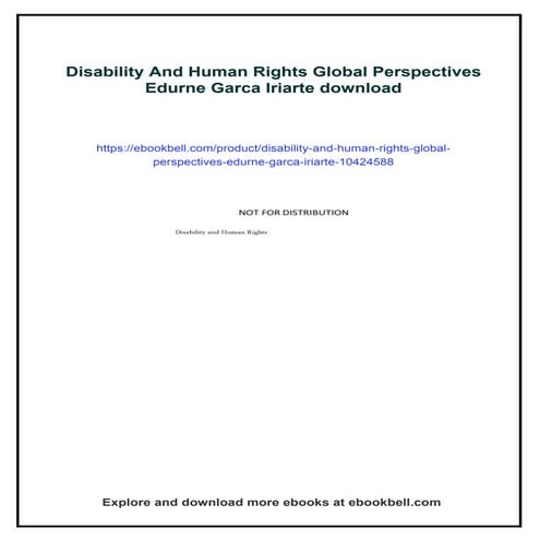 Disability And Human Rights Global Perspectives Edurne Garca Iriarte | PDF
