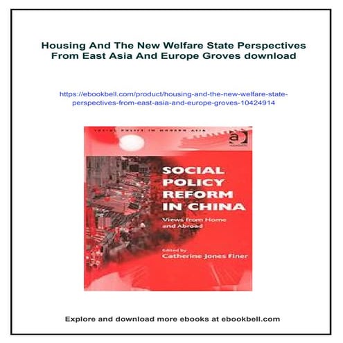 Housing And The New Welfare State Perspectives From East Asia And ...