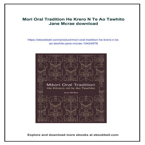 Mori Oral Tradition He Krero N Te Ao Tawhito Jane Mcrae | PDF