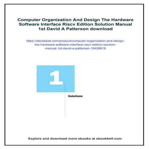 Computer Organization And Design The Hardware Software Interface Riscv Edition Solution Manual ...