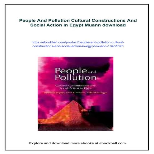 People And Pollution Cultural Constructions And Social Action In Egypt ...