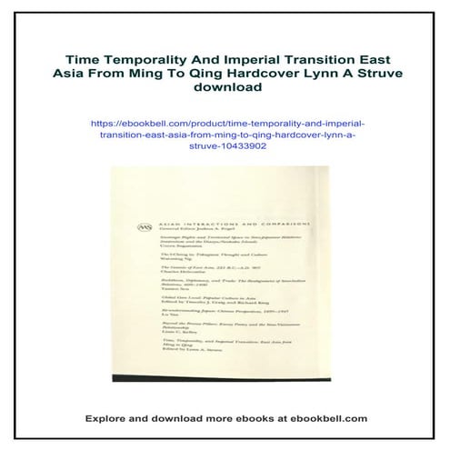 Time Temporality And Imperial Transition East Asia From Ming To Qing ...