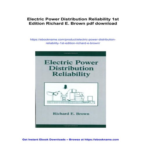 Electric Power Distribution Reliability 1st Edition Richard E. Brown | PDF
