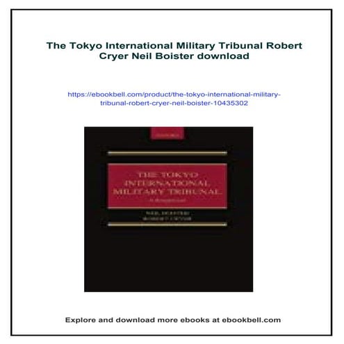 The Tokyo International Military Tribunal Robert Cryer Neil Boister | PDF