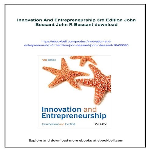 Innovation And Entrepreneurship 3rd Edition John Bessant John R Bessant ...