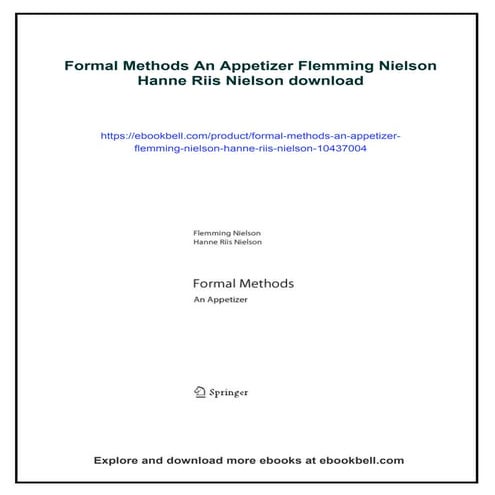 Formal Methods An Appetizer Flemming Nielson Hanne Riis Nielson | PDF