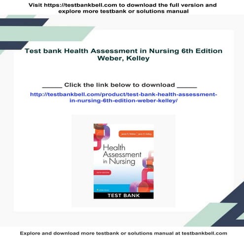 Test bank Health Assessment in Nursing 6th Edition Weber, Kelley | PDF