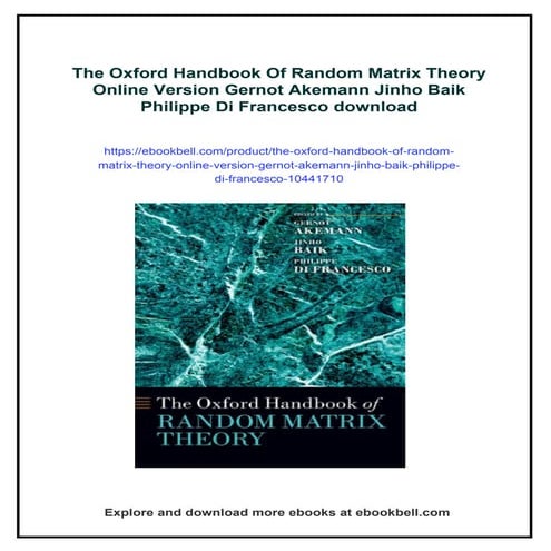 The Oxford Handbook Of Random Matrix Theory Online Version Gernot ...