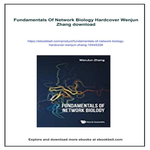 Fundamentals Of Network Biology Hardcover Wenjun Zhang | PDF