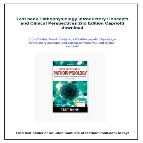 Test bank Pathophysiology Introductory Concepts and Clinical ...