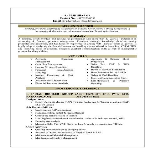Rajesh Sharma CV | PDF