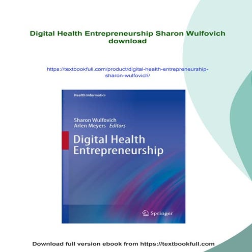 Digital Health Entrepreneurship Sharon Wulfovich | PDF