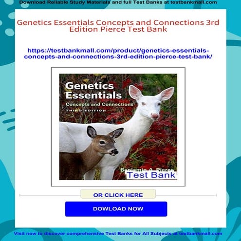 Genetics Essentials Concepts and Connections 3rd Edition Pierce Test ...