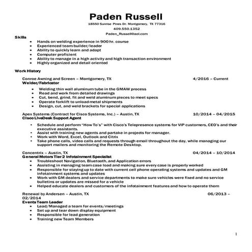 Paden Russell Welder Resume | DOCX