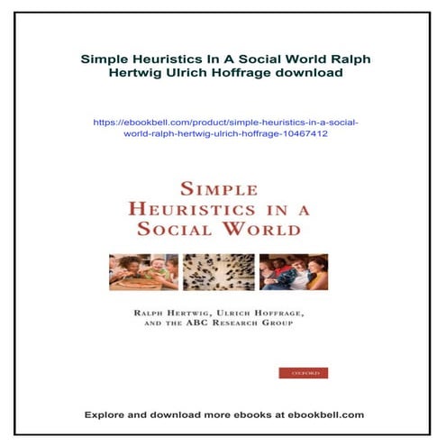 Simple Heuristics In A Social World Ralph Hertwig Ulrich Hoffrage | PDF
