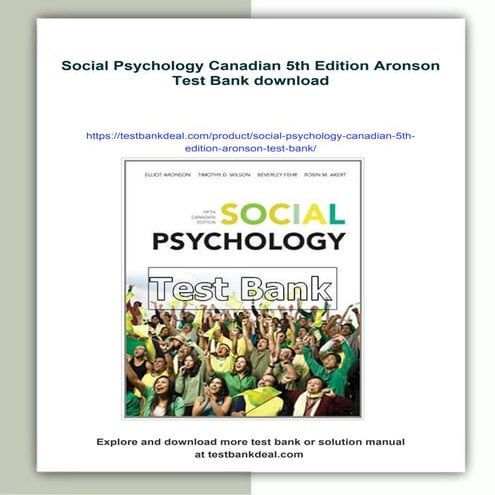 Social Psychology Canadian 5th Edition Aronson Test Bank | PDF