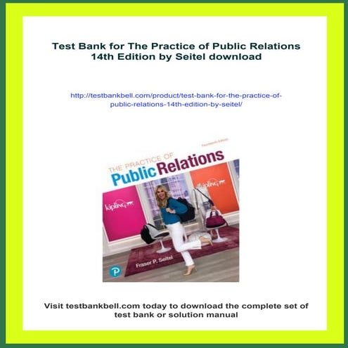 Test Bank for The Practice of Public Relations 14th Edition by Seitel | PDF