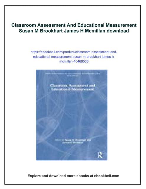 eBook Classroom Assessment Principles and Practice that Enhance Student Learning and Motivation ...