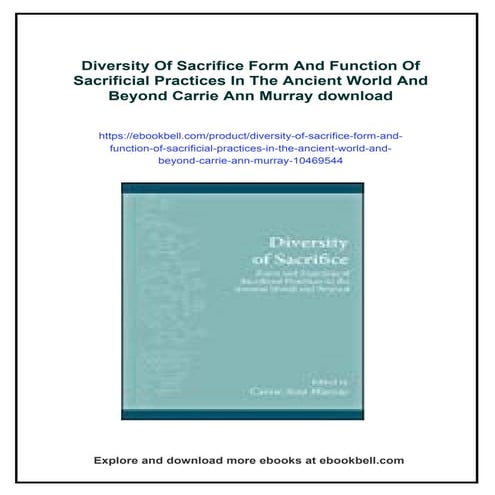 Diversity Of Sacrifice Form And Function Of Sacrificial Practices In ...