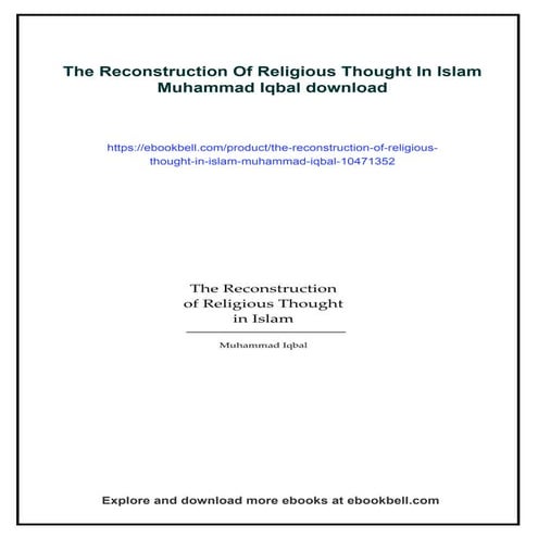 The Reconstruction Of Religious Thought In Islam Muhammad Iqbal | PDF