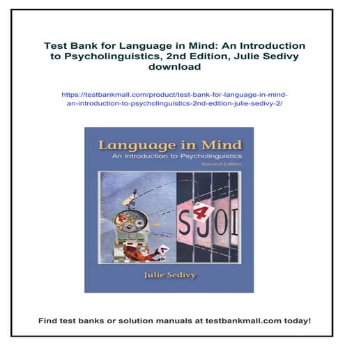 Test Bank for Language in Mind: An Introduction to Psycholinguistics ...
