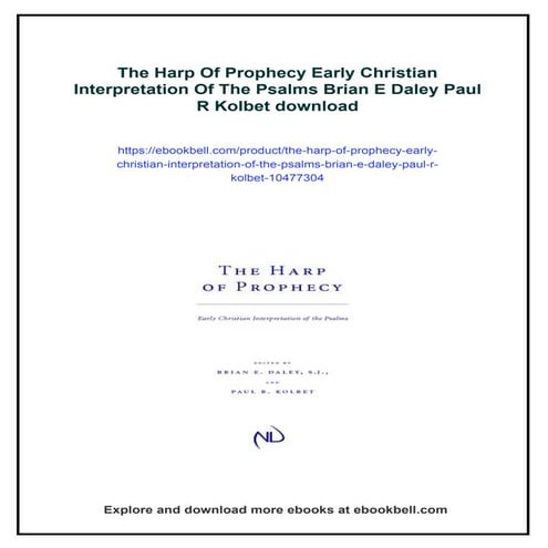 The Harp Of Prophecy Early Christian Interpretation Of The Psalms Brian ...