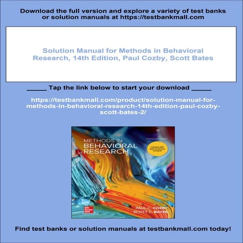 Solution Manual for Methods in Behavioral Research, 14th Edition, Paul ...