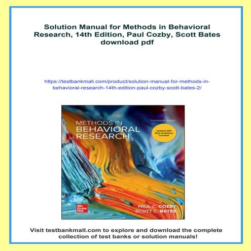 Solution Manual for Methods in Behavioral Research, 14th Edition, Paul ...