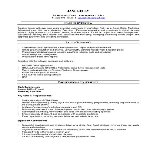 Jane Kelly CV | PDF