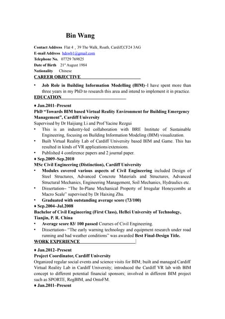 CV_ BIM Revit Mep Modeler & Draftsman | DOCX