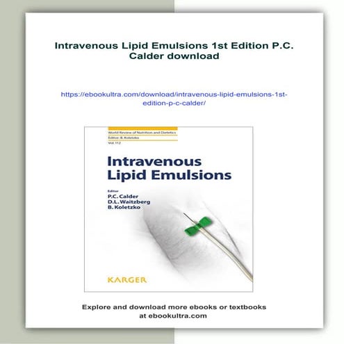 Intravenous Lipid Emulsions 1st Edition P.C. Calder | PDF