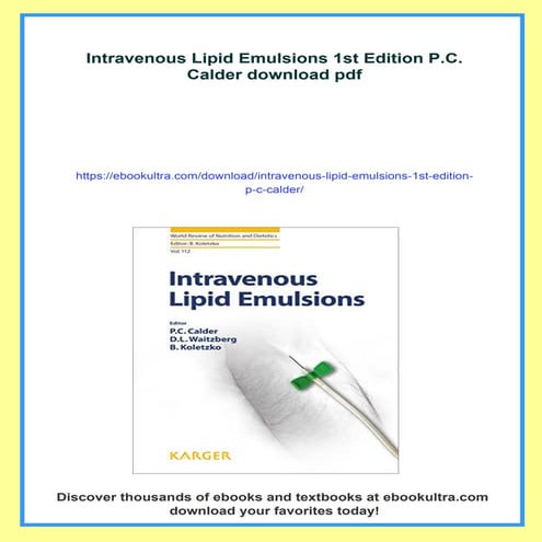 Intravenous Lipid Emulsions 1st Edition P.C. Calder | PDF